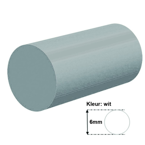 Rubber rond snoer, diameter 6mm tolerantie 0,50