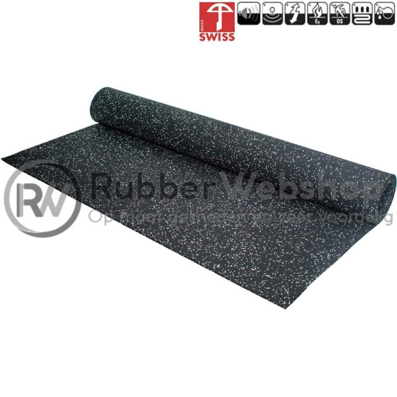 Hi-Tech Rubber vloer op rol | Breedte 125cm | Kleur: Zwart/Grijs