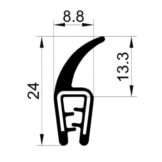 Siliconen klemprofiel blauw met kraal 18,5x20,8 mm